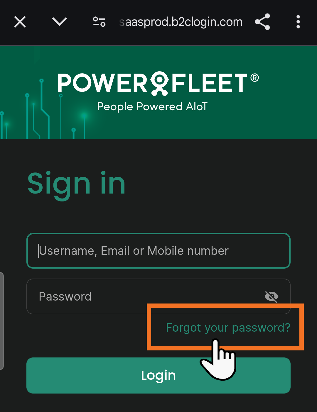 Reset driver password – Powerfleet Knowledge