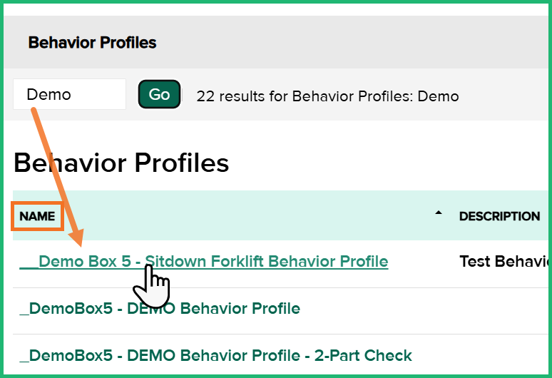 Behavior profiles list - overview – Powerfleet Knowledge