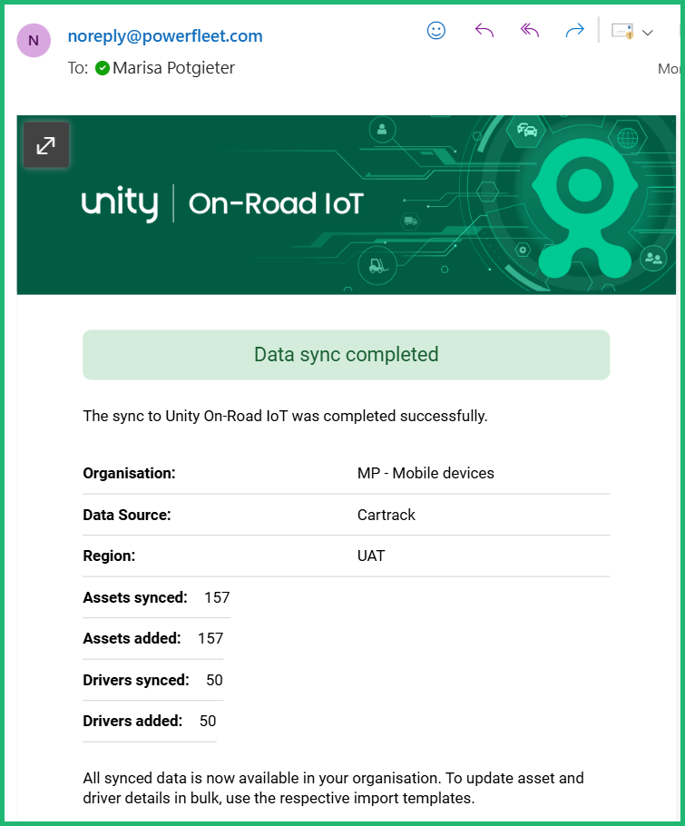 Synchronize vehicle and driver entities from Cartrack – Powerfleet Knowledge